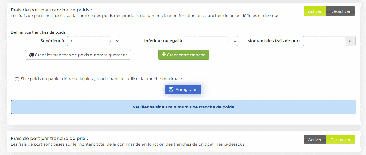 Comment configurer mes frais de port ? - CmonSite